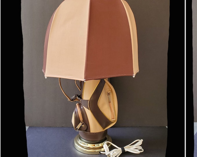 Macgregor Golf Bag Lamp Umbrella Shade Brown Tan Finial is Missing - Etsy