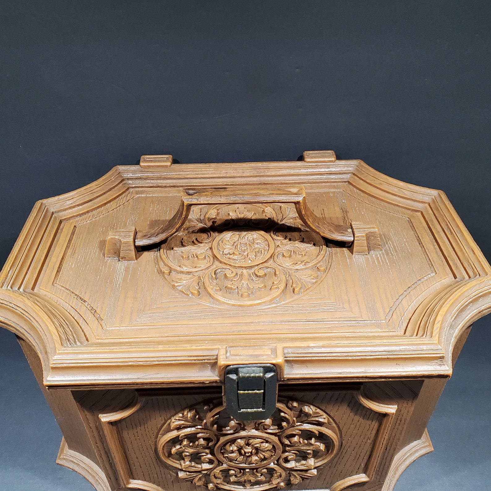 Vintage 1970s Max Klein Sewing Box With Insert Faux Wood Brown Plastic ...