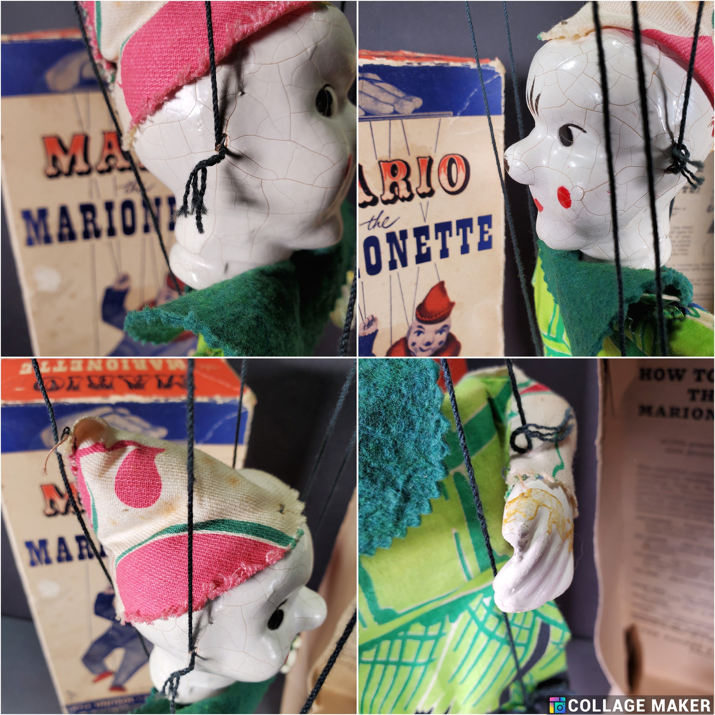 Vintage Marionette Clown Peter Puppet Mario Original Box Rare - Etsy