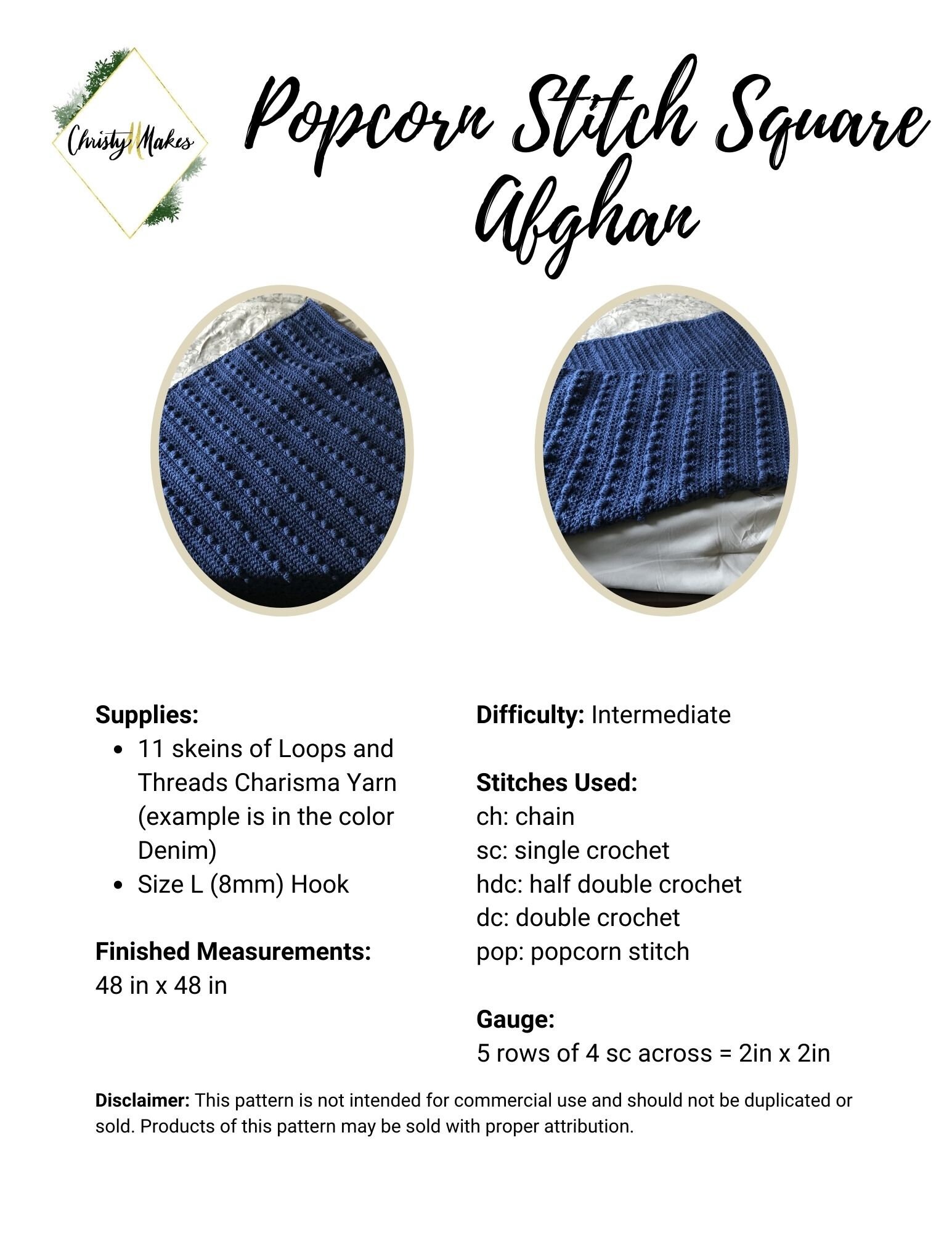 Popcorn Stitch Square Afghan - Etsy