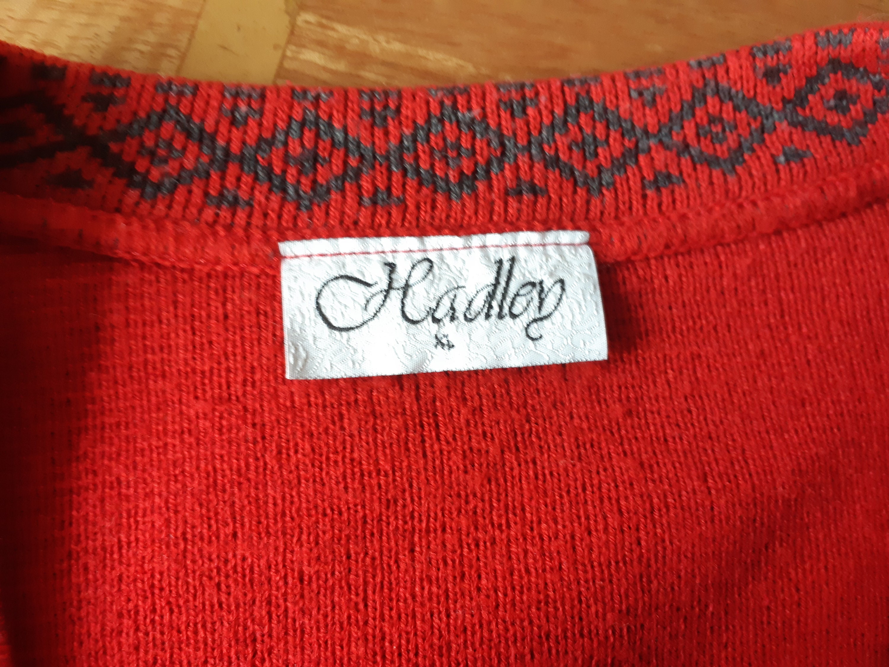 Vintage 1980s Eighties Mens Hadley Red V-neck Patterned Jumper | Etsy