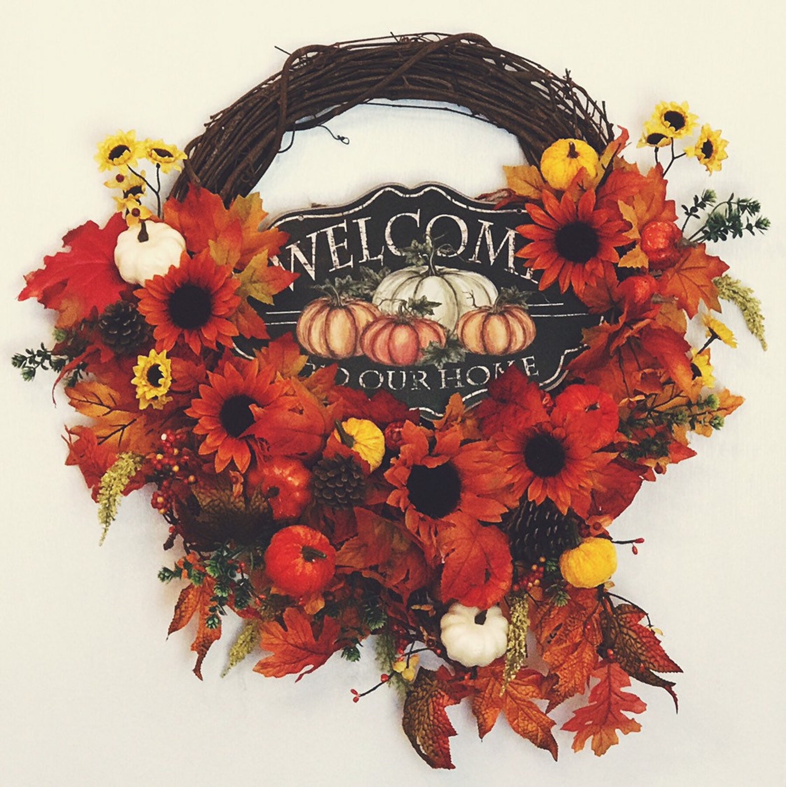 Fall welcome wreath elegant Fall Wreath Autumn Wreath | Etsy