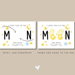 Handprint Gift for Father's Day, Love You to the Moon and Back Print ...