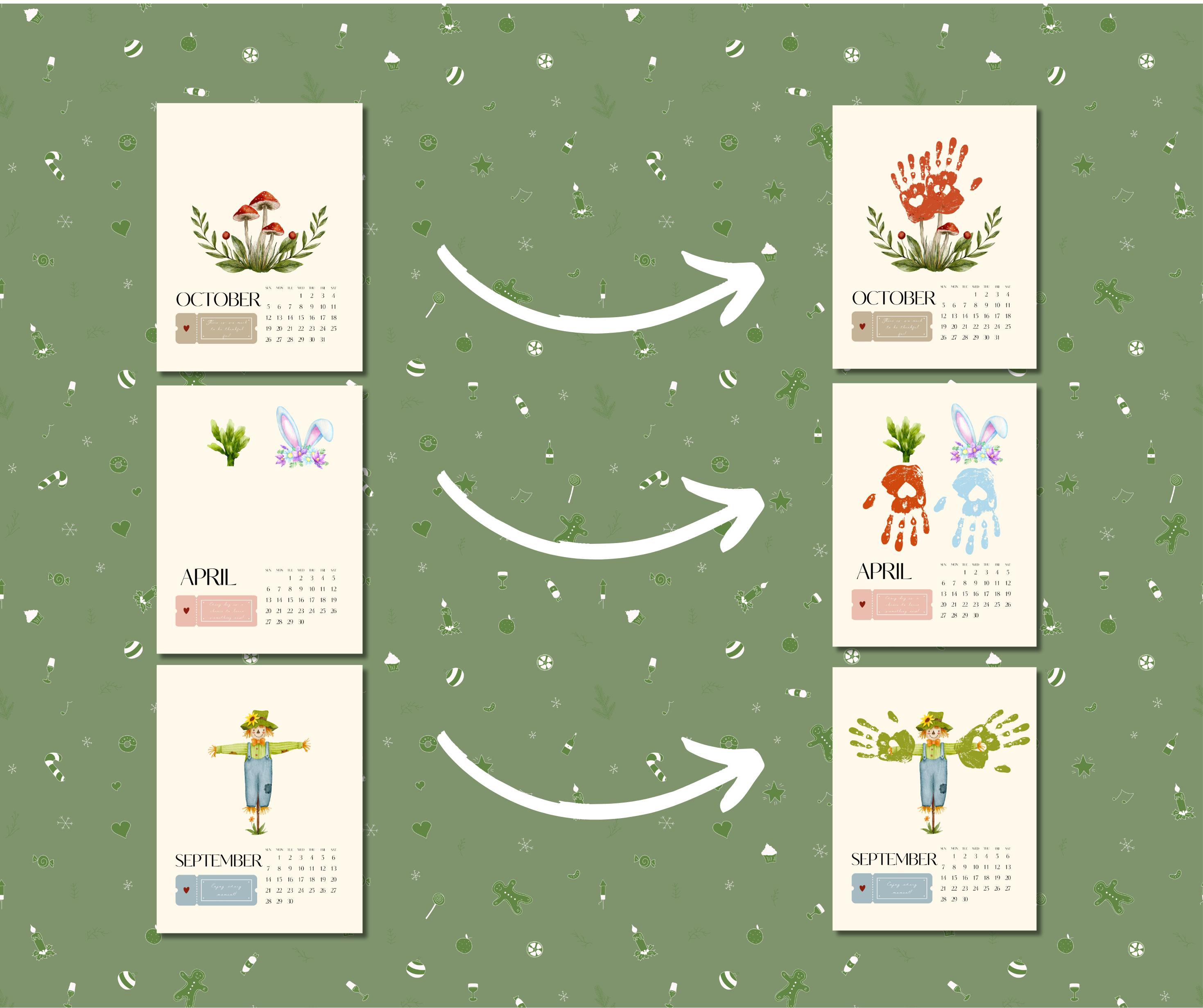 Handprint Calendar 2025 Printable, Handprint Calendar for 2 Kids, Craft ...