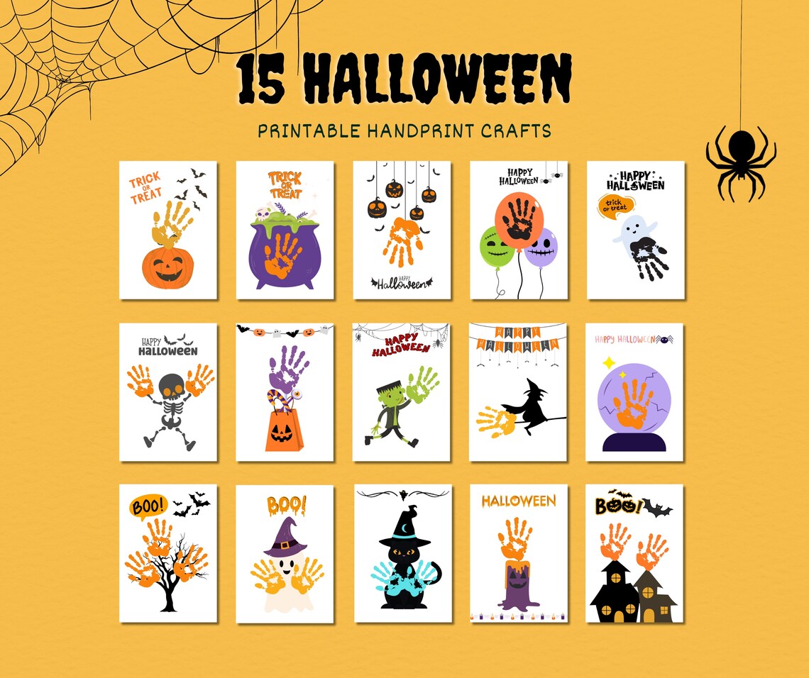 Halloween Handprint Craft Bundle, Halloween Handprint Art Printable ...