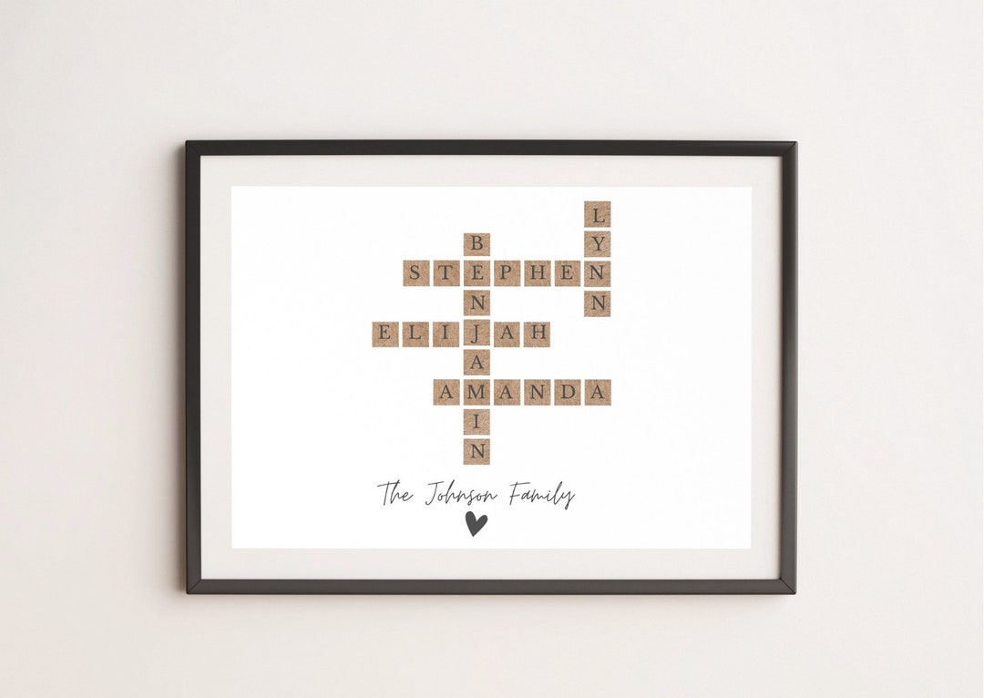 Crossword Puzzle Family Names, Crossword Scrabble Print, Personalized ...