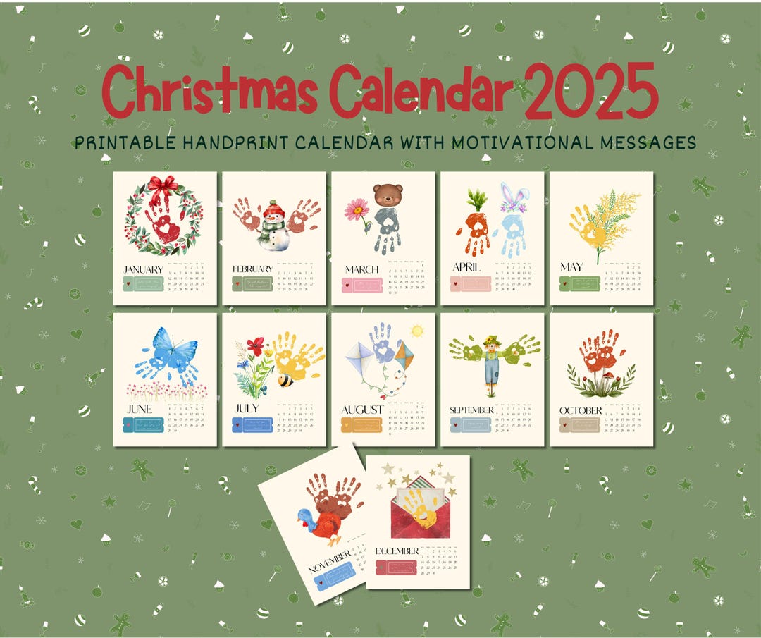 Handprint Calendar 2025 Multiple Kids, Handprint Christmas Craft ...