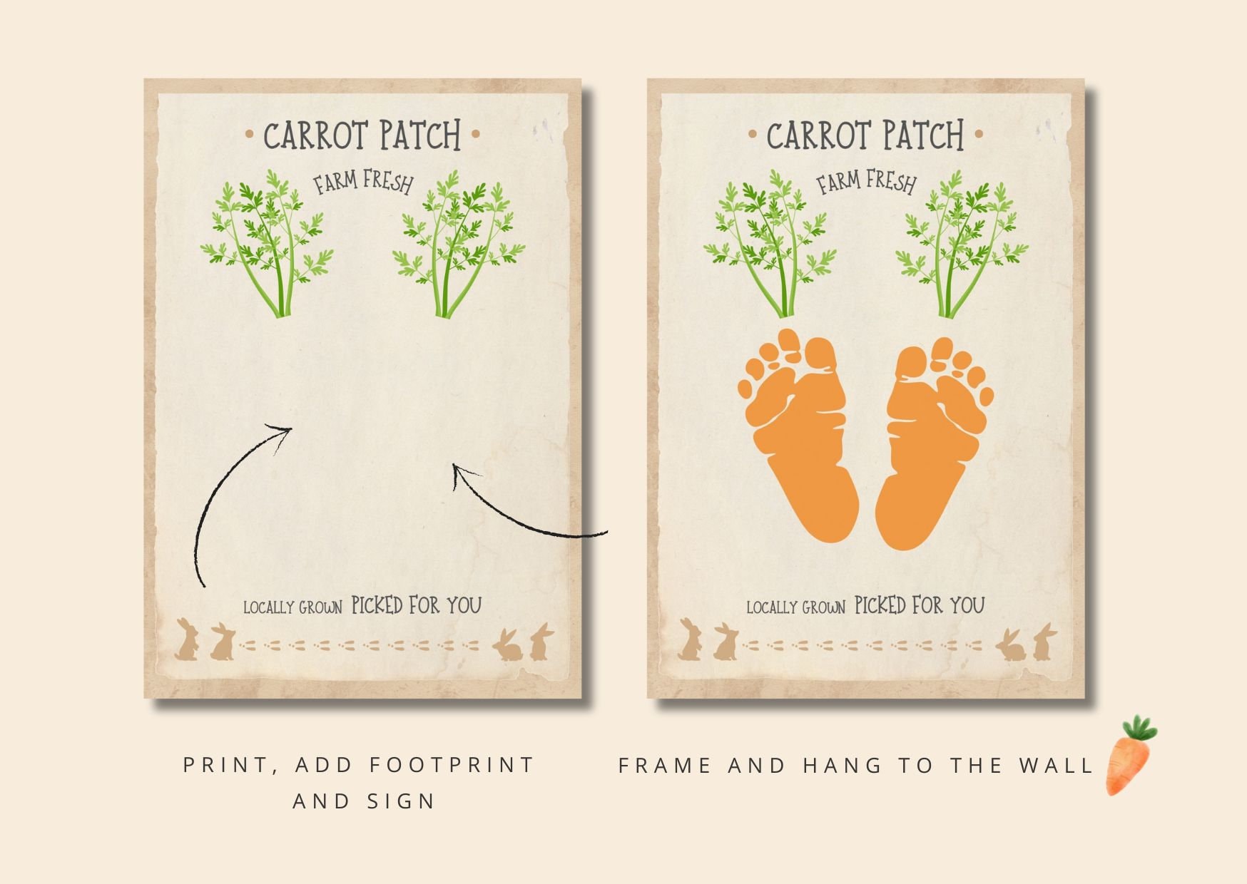 Farm Sign Carrot Patch, DIY Baby Keepsake Craft, Footprint Art ...