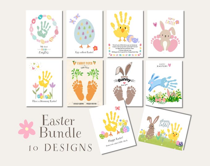 Easter Handprint Footprint Craft Bundle, Printable Handprint Footprint ...
