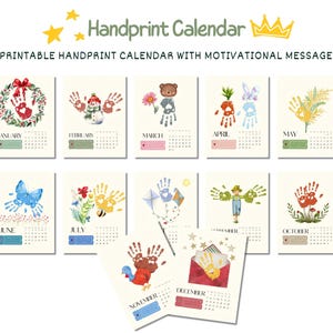 Handprint Calendar 2025 Printable, Handprint Calendar for 2 Kids, Craft ...