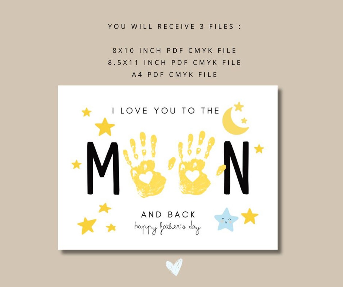 Handprint Gift for Father's Day, Love You to the Moon and Back Print ...