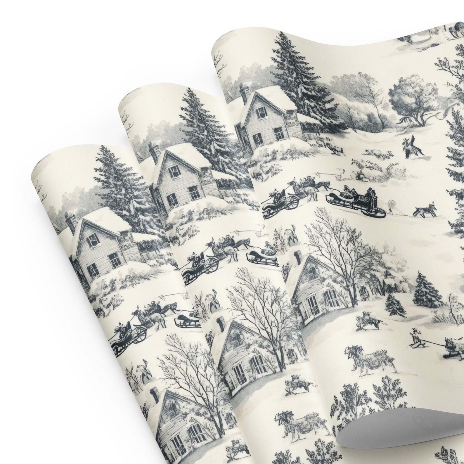 Christmas Wrapping Paper - Christmas Toile Du Jouy Wrapping Paper ...