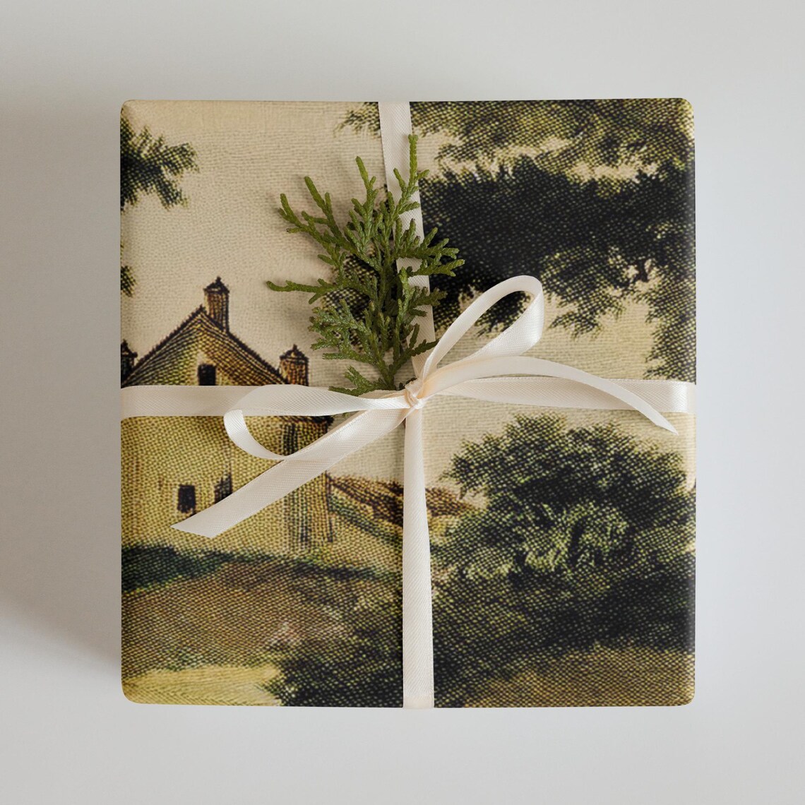 Christmas Wrapping Paper - Vintage Countryside Toile, Luxury Thick ...