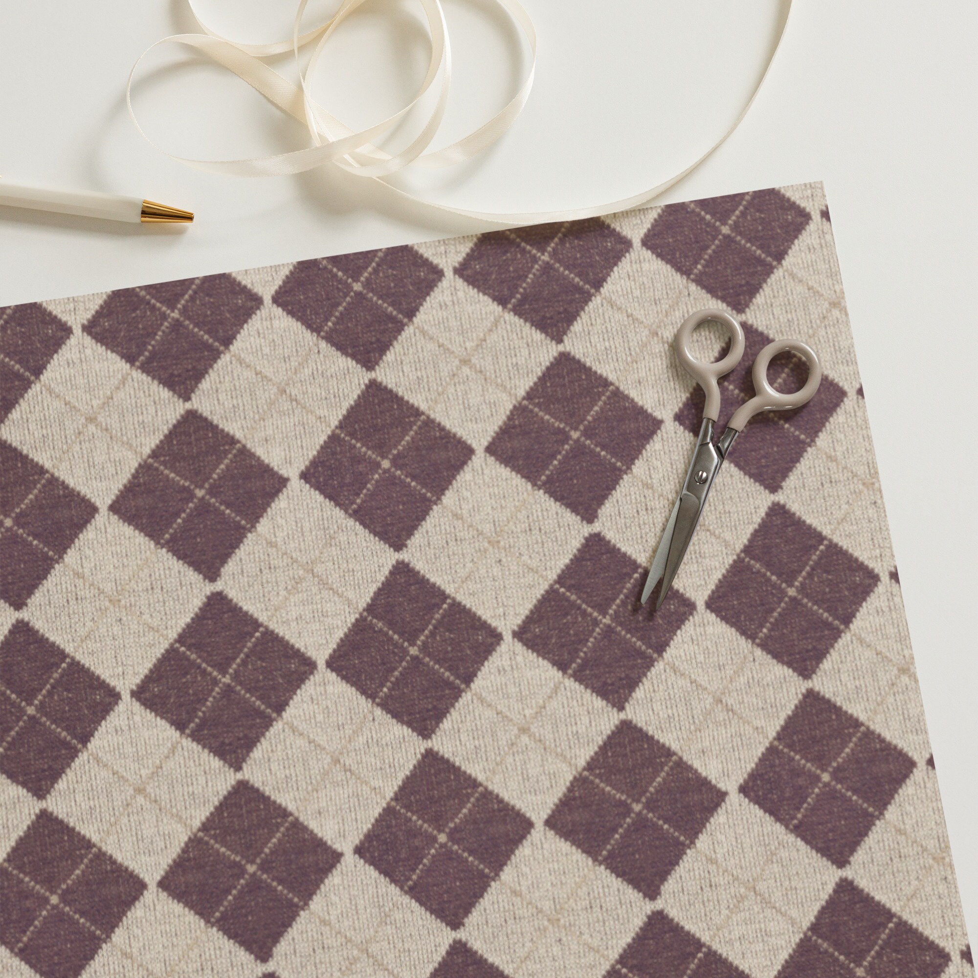 Checkered Plaid Vintage Sweater Pattern Luxury Thick Holiday Wrapping ...