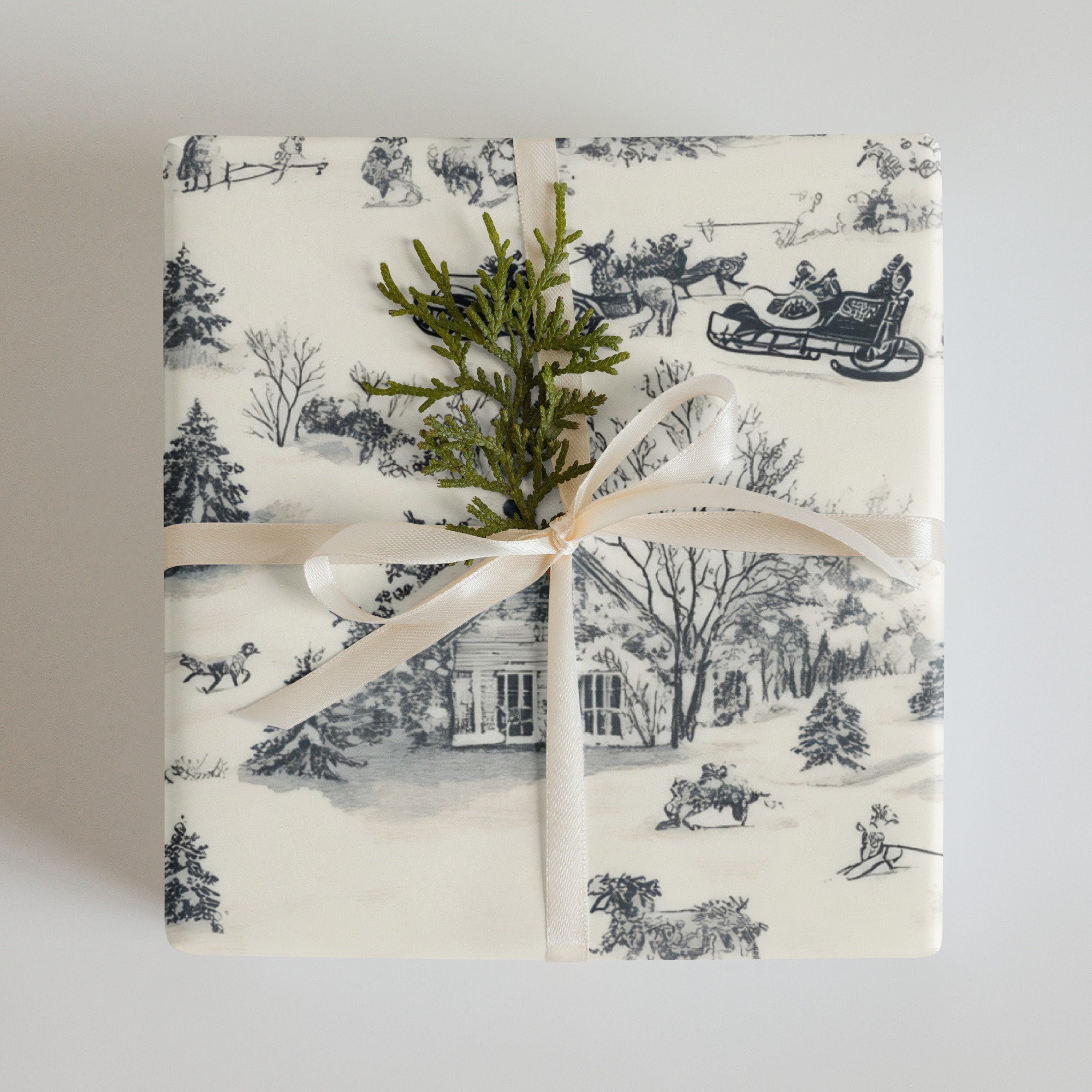Christmas Wrapping Paper - Christmas Toile Du Jouy Wrapping Paper ...