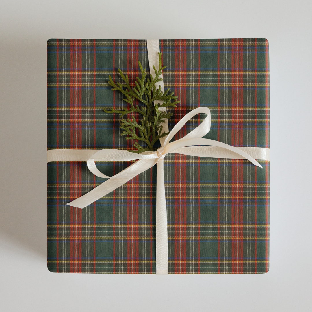 Christmas Wrapping Paper - Vintage Plaid Wrapping Paper for Holiday ...