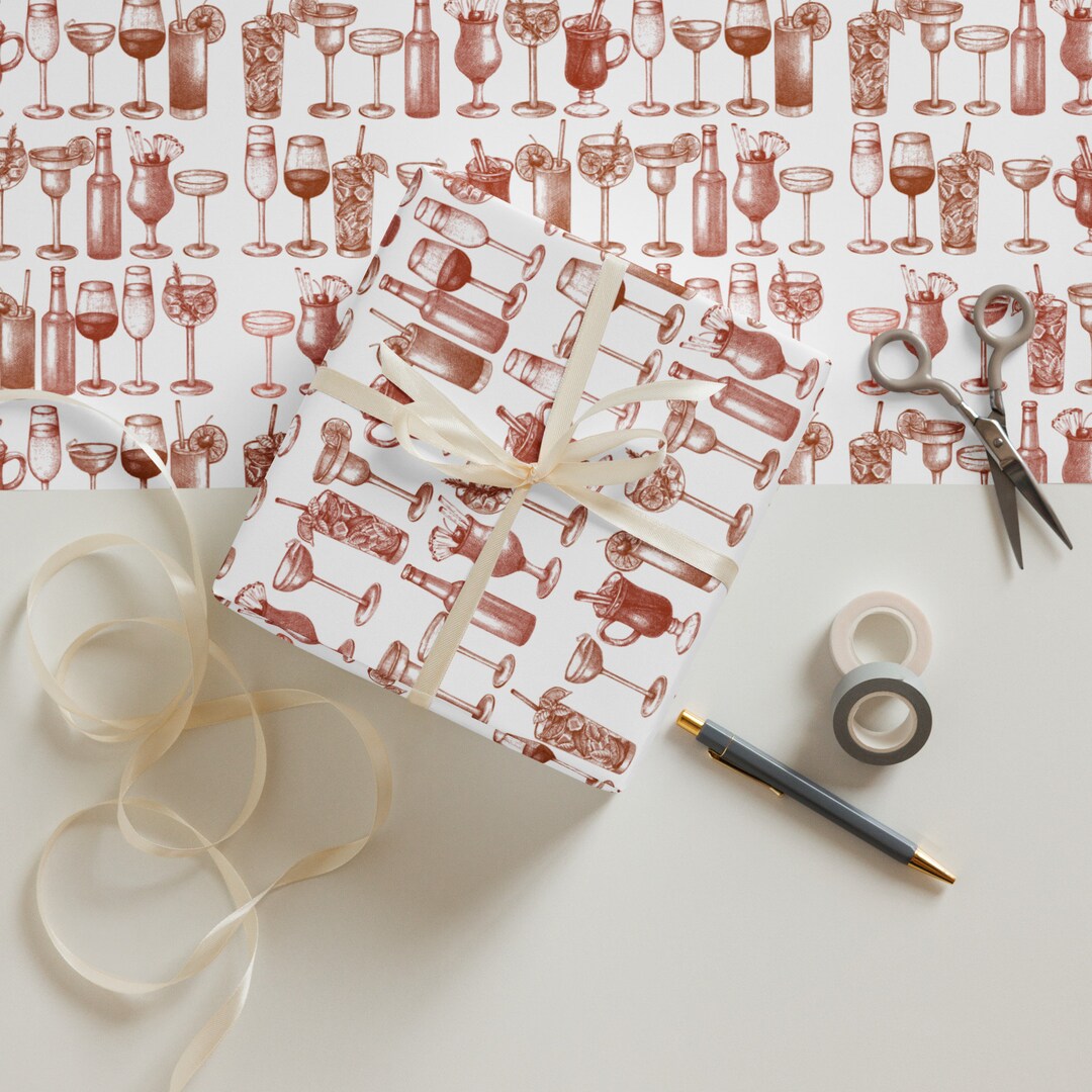 Cocktail Glass Holiday Wrapping Paper - Luxury Martini Pattern - Etsy