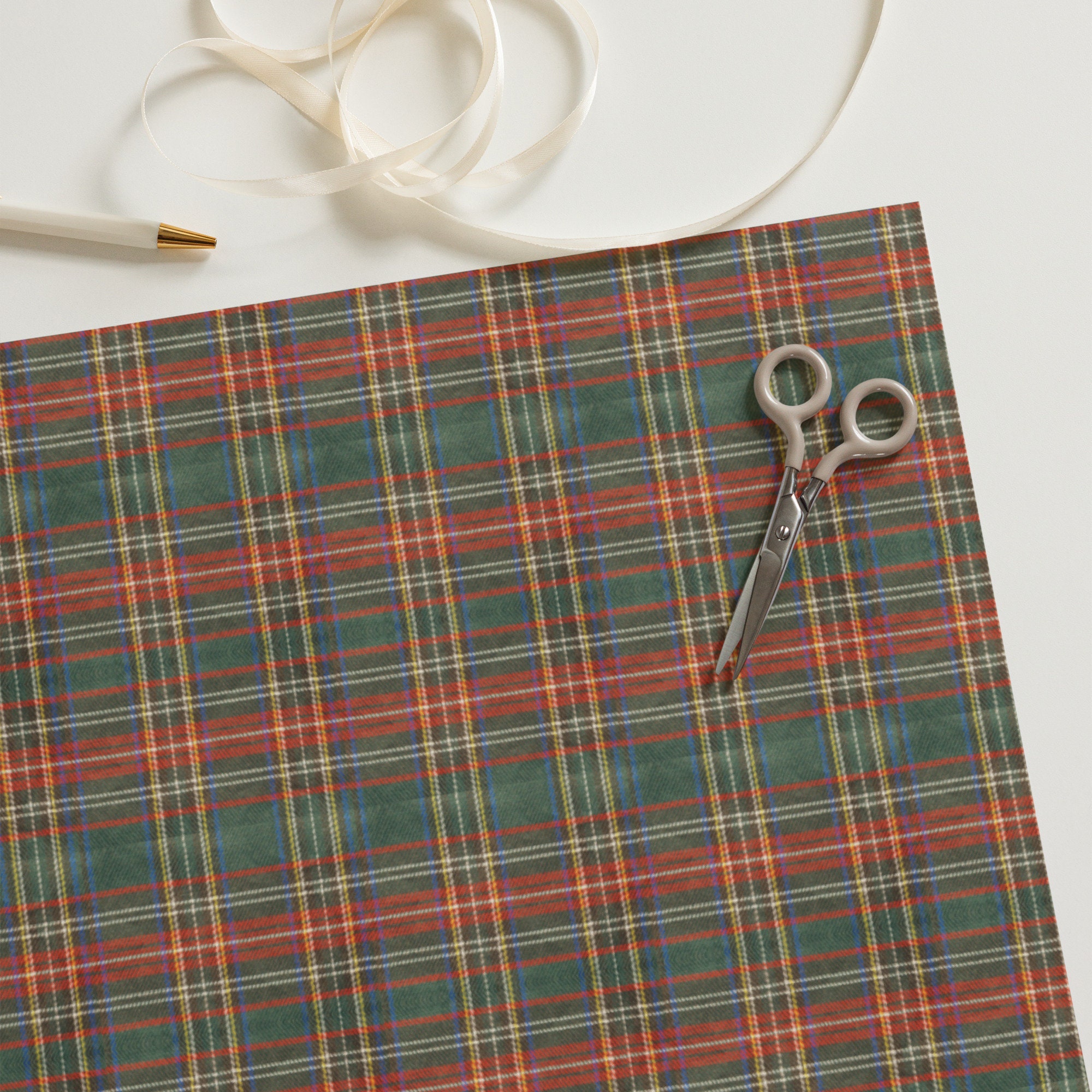 Vintage Plaid Pattern Luxury Thick Holiday Wrapping Paper Sheets - Etsy