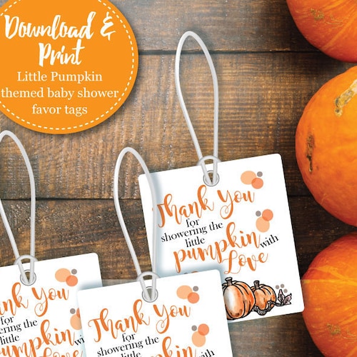 Editable Pumpkin Thank You Favor Tag Little Pumpkin Baby - Etsy