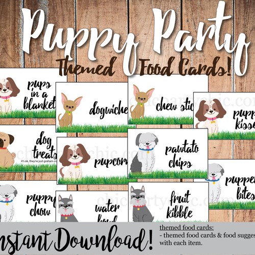 Editable Puppy Themed Birthday Party Food Cards Dog Themed - Etsy