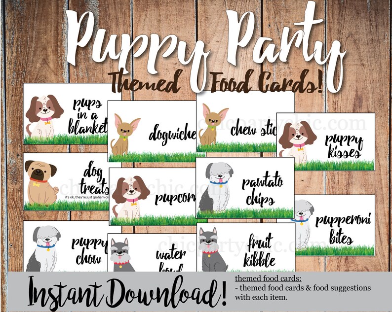 Editable Puppy Themed Birthday Party Food Cards Dog Themed - Etsy