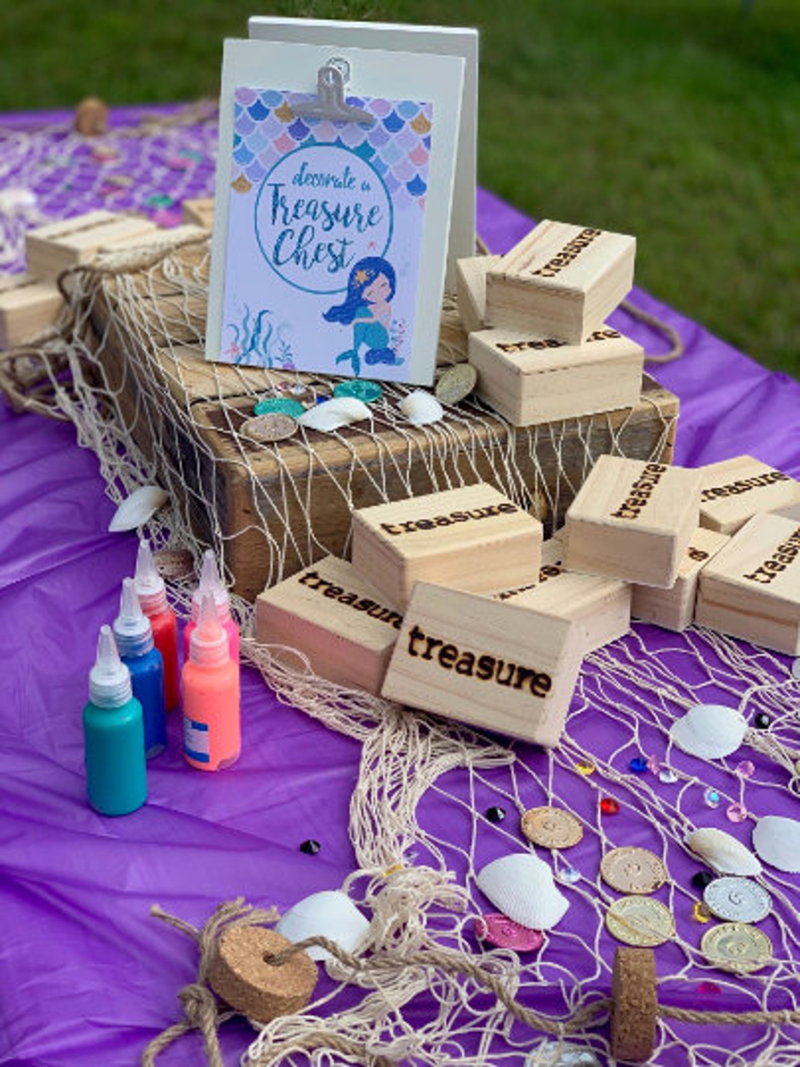 Decorate A Treasure Chest Sign Birthday Activity Mermaid | Etsy