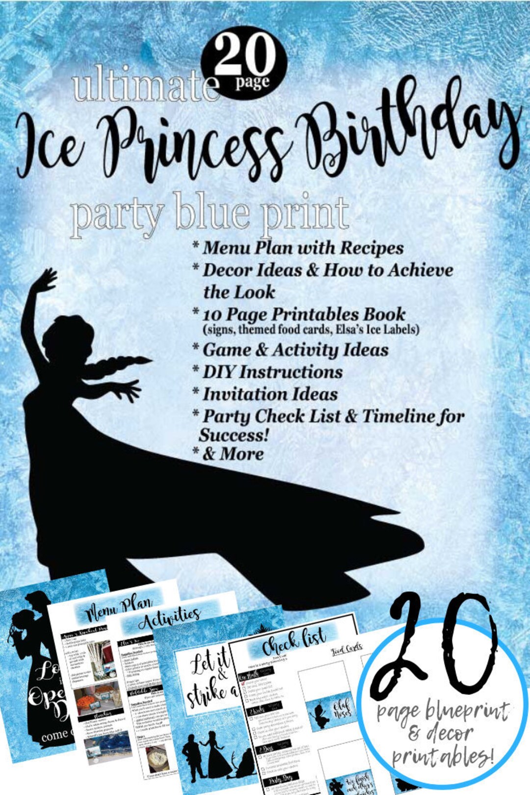 Ice Princess Themed Birthday Blueprint, Frozen Themed Party, Printable ...