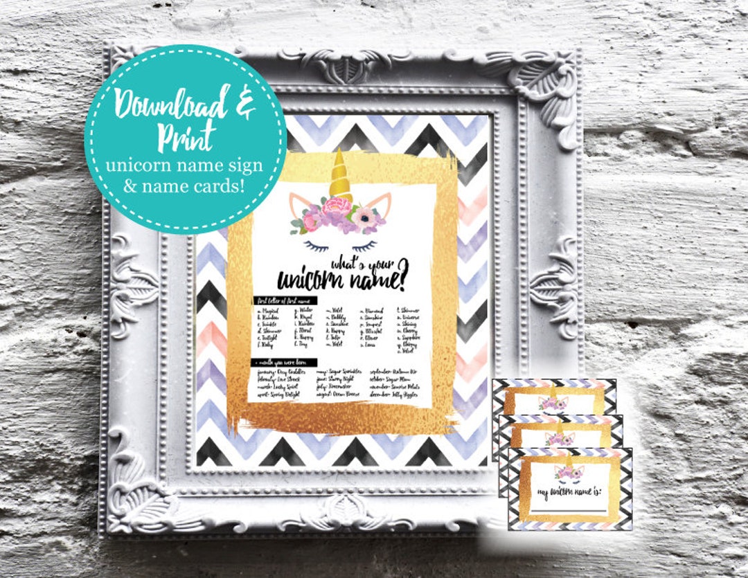 Unicorn Name Sign, Unicorn Birthday Party, Instant Download, Birthday ...