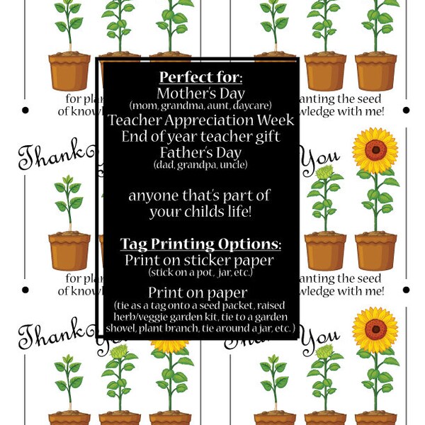 Teachers Plant the Seed of Knowledge Thank You Printable - Etsy