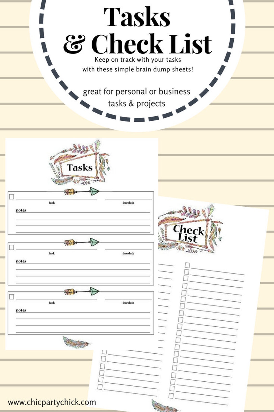 Tasks & Check List Brain Dump Sheets To Do's | Etsy