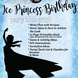 Ice Princess Themed Birthday Blueprint, Frozen Themed Party, Printable ...