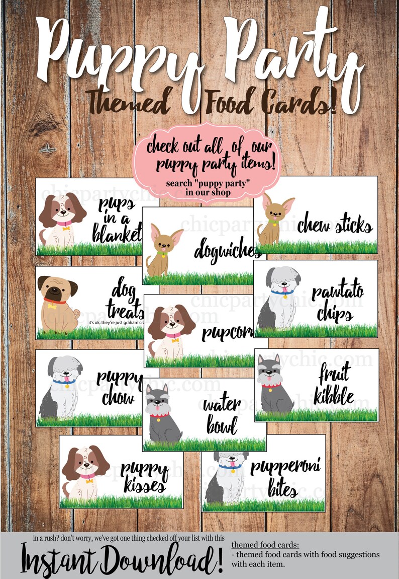 Editable Puppy Themed Birthday Party Food Cards Dog Themed - Etsy