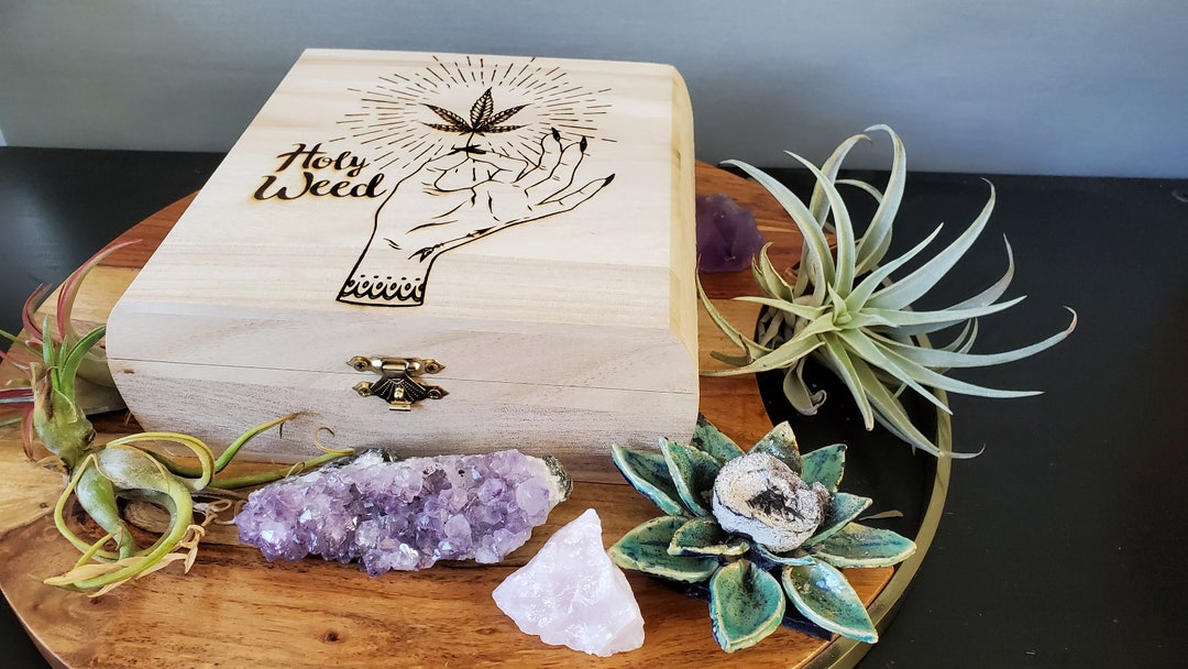 Holy Weed Stash Box Weed Box Wooden Storage Box Pyrography - Etsy