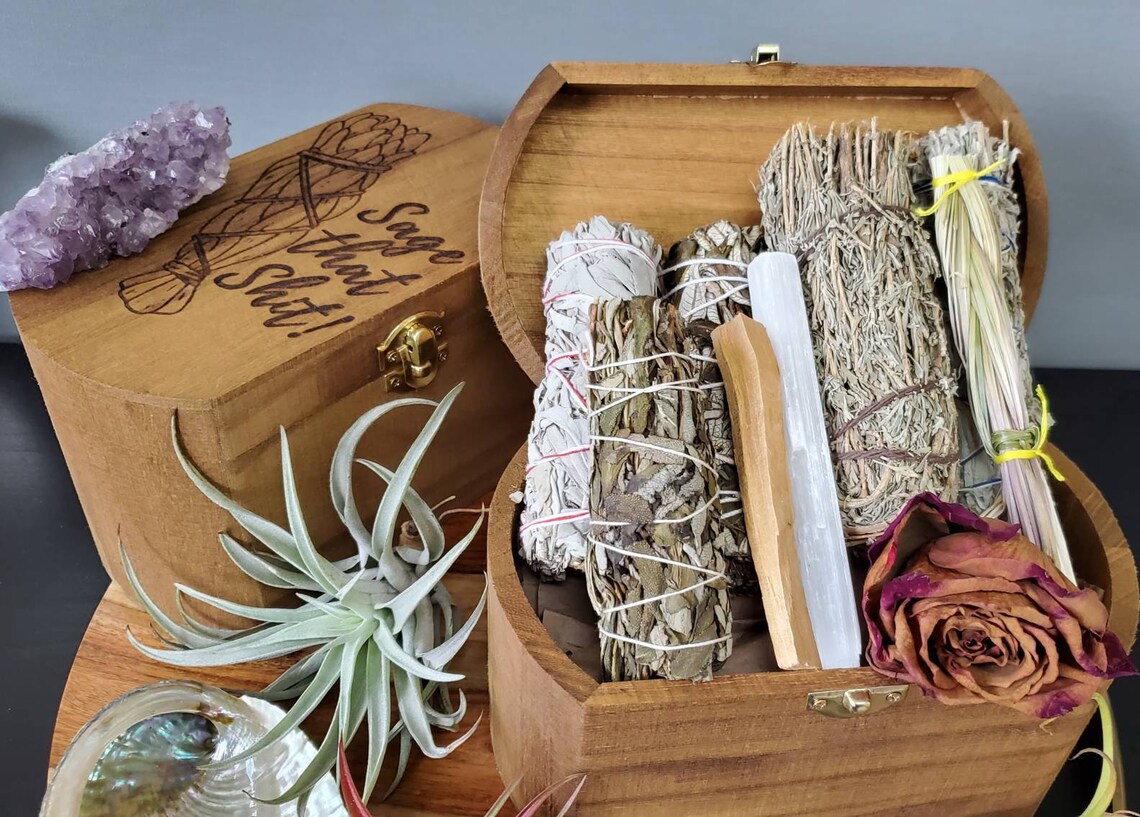 Sage That Shit Altar and Gift Box Set With Deluxe Sage Bundle - Etsy