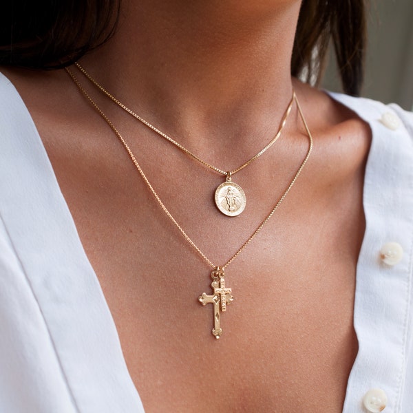 Large Double Cross Necklace - Etsy