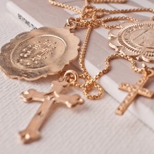 Double Cross Necklace Two Crosses Small Large Christian Protection Gift ...