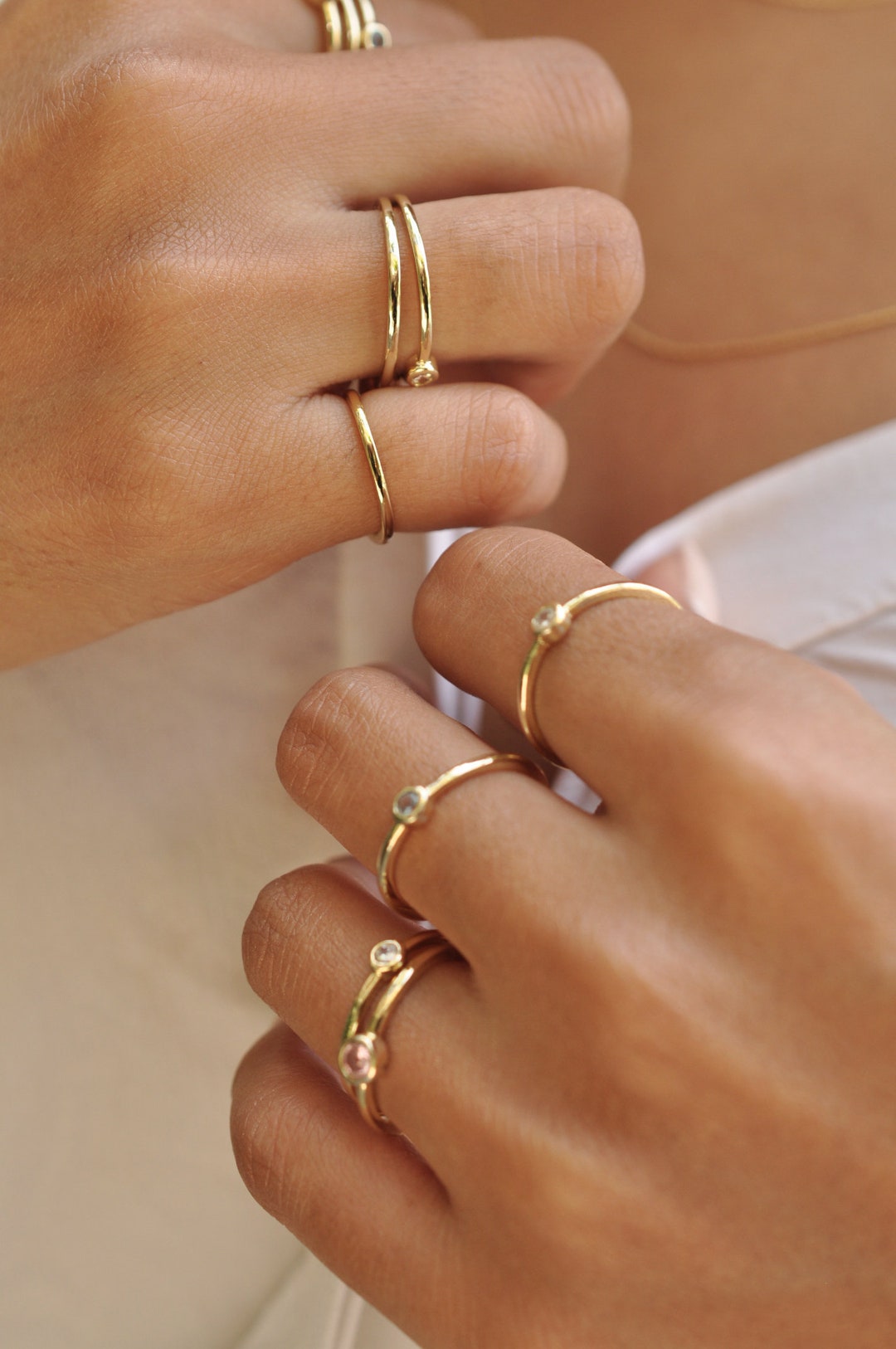 Solitaire Stacking Ring Multi Stackable Ring Gift for Her Best Friend ...