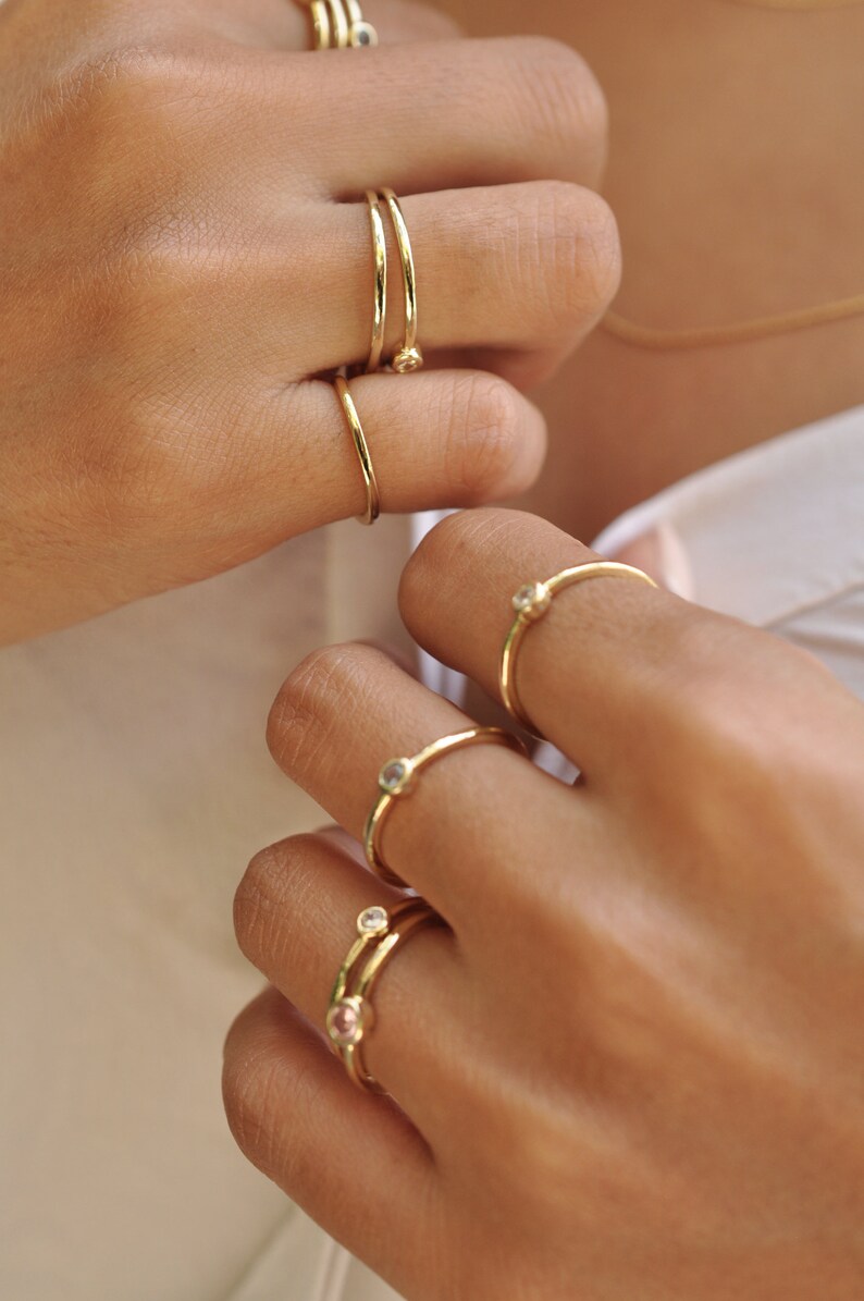 Solitaire Stacking Ring Multi Stackable Ring Gift for Her Best | Etsy