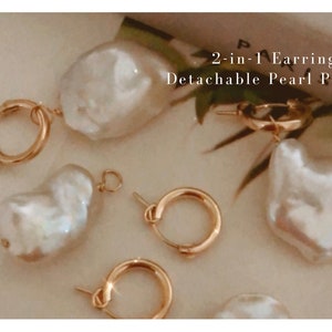 Baroque Pearl Earrings Large Keshi Big Small Hoops Chunky Fresh Water ...