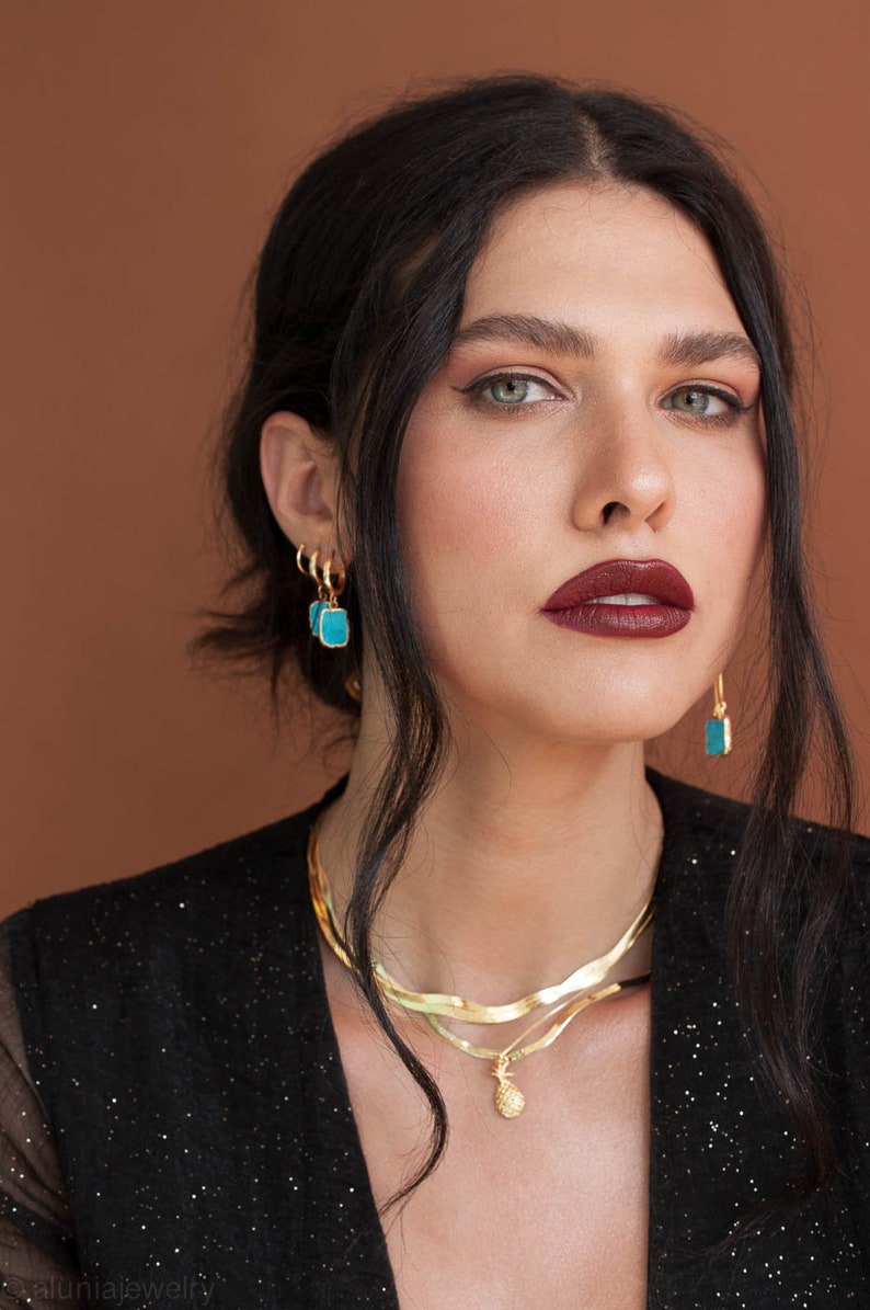 Turquoise Earrings Stacking Gold Sterling Silver Gift Her - Etsy