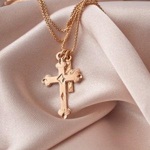 Double Cross Necklace Two Crosses Small Large Christian Protection Gift ...