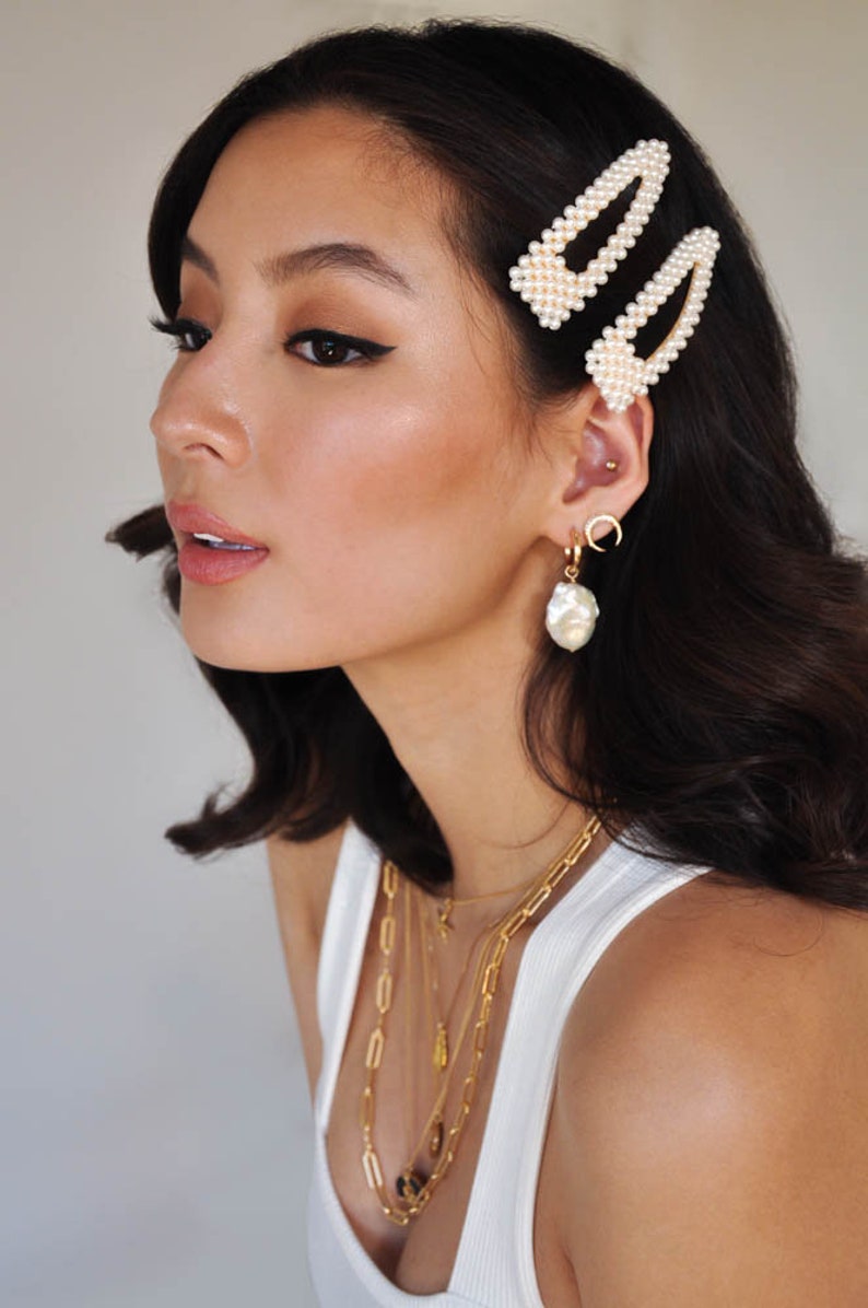 Gold Stud Earrings Half Moon Boho Double Horn Statement | Etsy