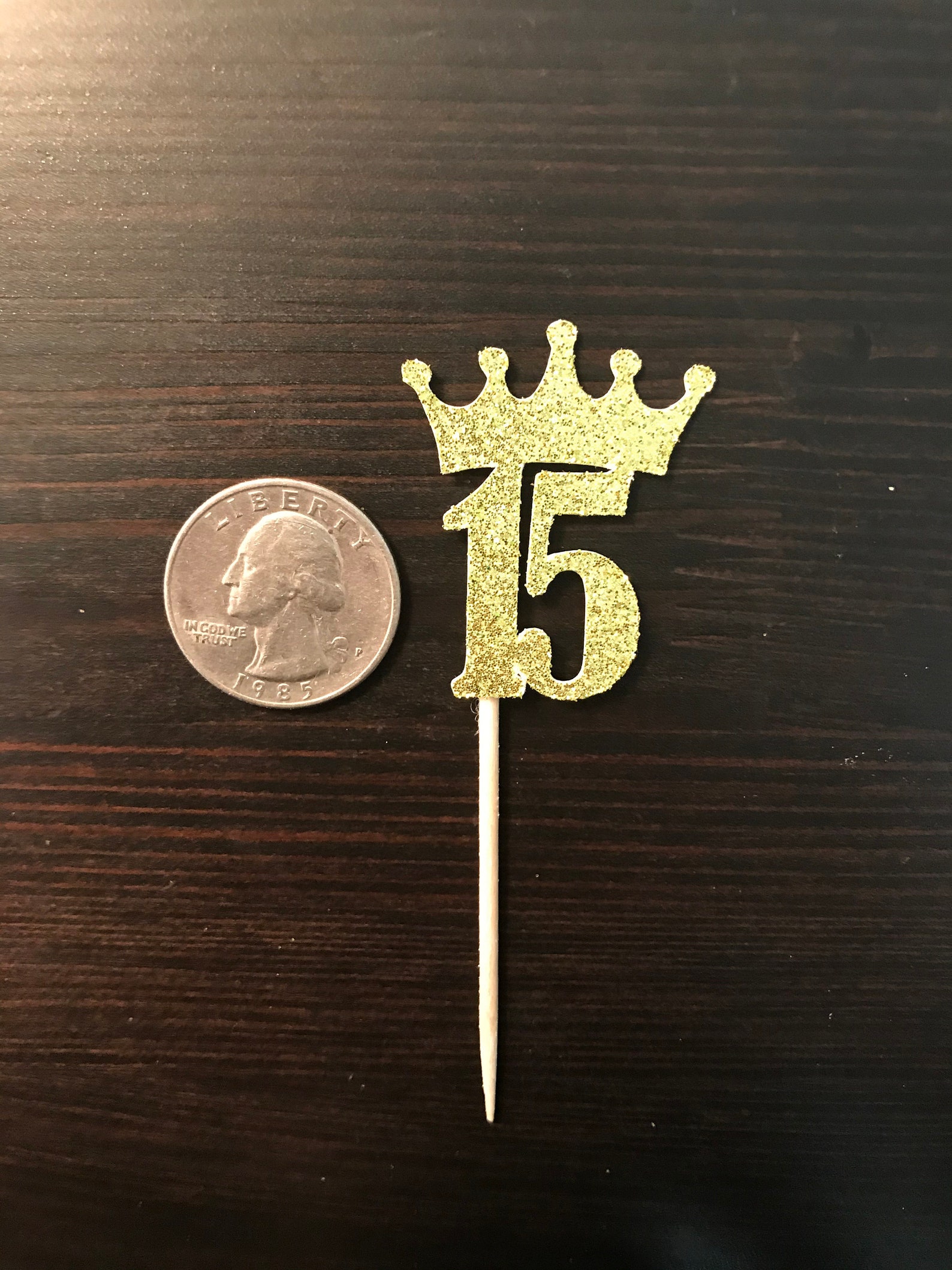 Glitter cupcake topper with 15 crown for birthdays | Etsy