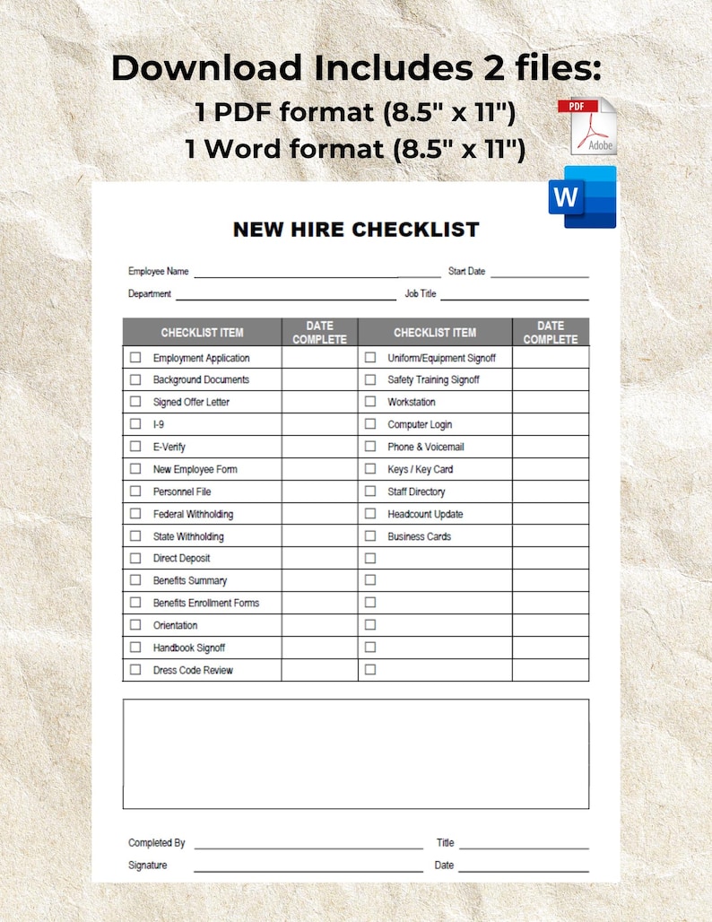 Printable New Hire Checklist - Etsy