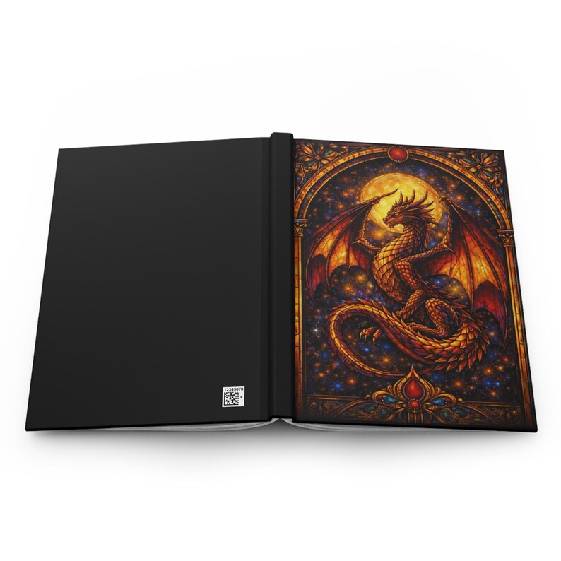 Dragon Hardcover Journal, Fantasy Dragon Notebook, Stained Glass Dragon ...