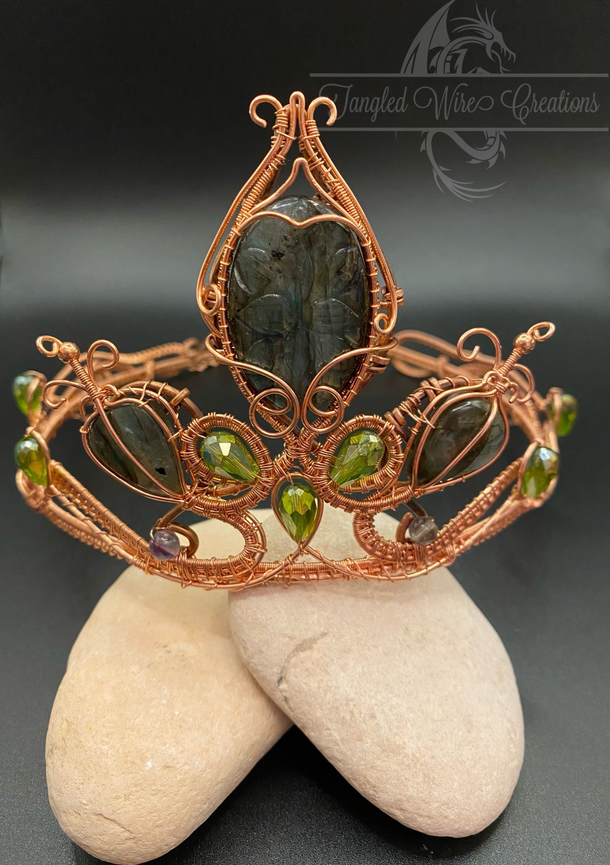 Labradorite Copper Tiara, Elven Crown, Wire Woven Wreath, Wire Wrapped ...