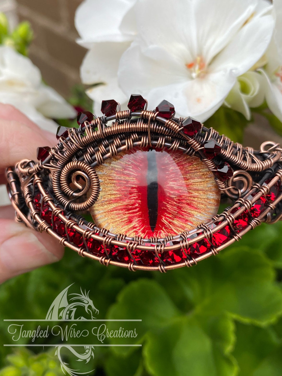 Red Blood Dragons Eye Cuff Bracelet, Copper Cuff Bracelet, Dragon ...