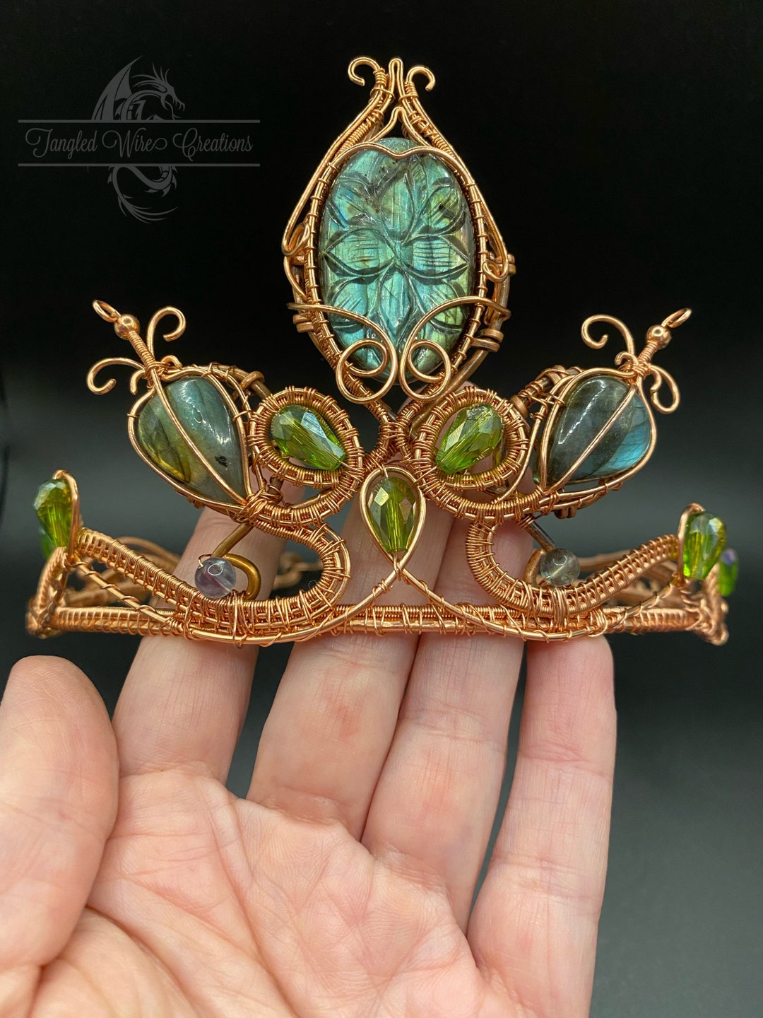 Labradorite Copper Tiara, Elven Crown, Wire Woven Wreath, Wire Wrapped ...