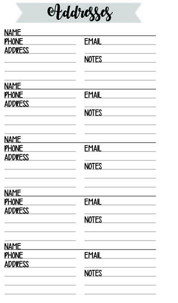 TUL Printable Address Book Blank Grey & Black Refill Inserts 5.5 X 8.5 ...