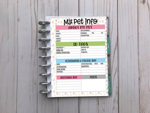 Printable Pet Profile, Pet Bio Print, Dog Biography, Cat Information ...